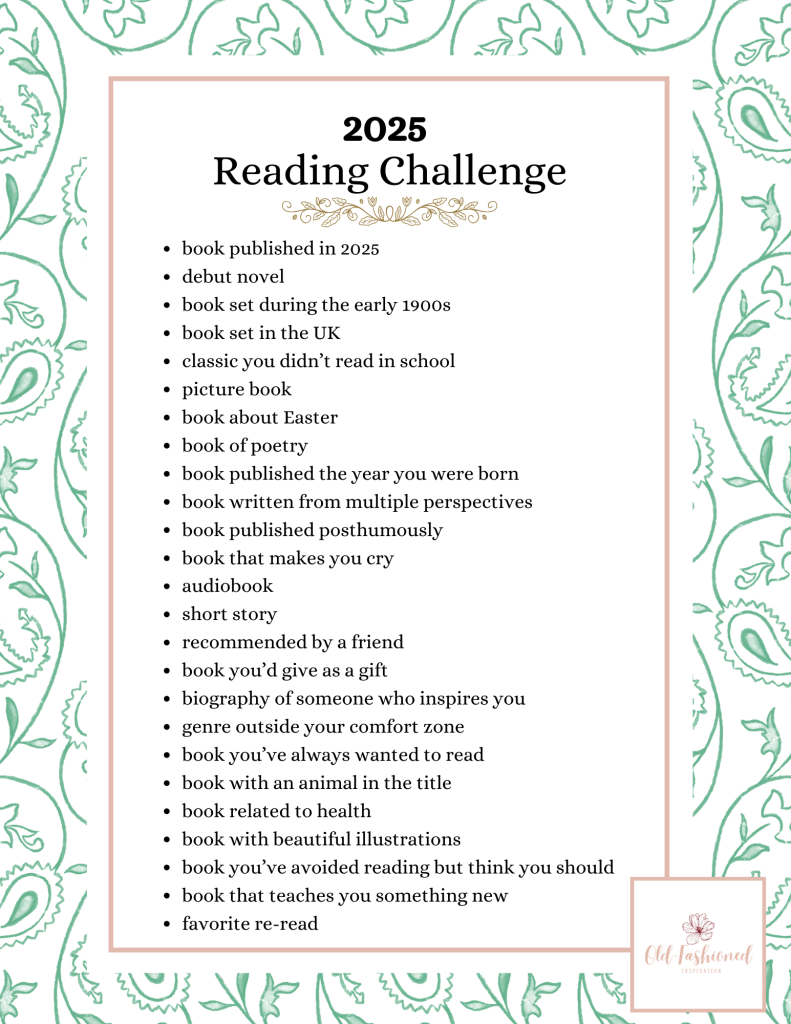 2025 Reading Challenge - Old-Fashioned Inspiration
